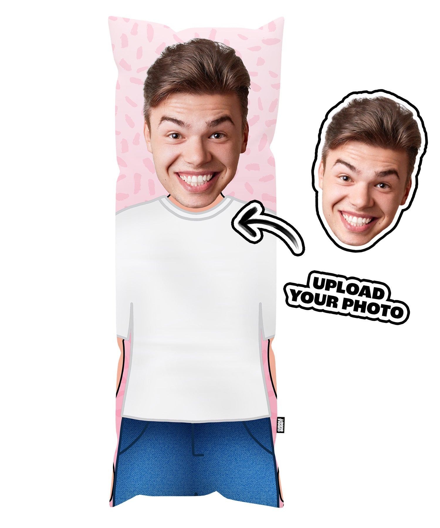 Him in a White T-shirt Custom Body Pillow - Custom Pillow – Snugzy