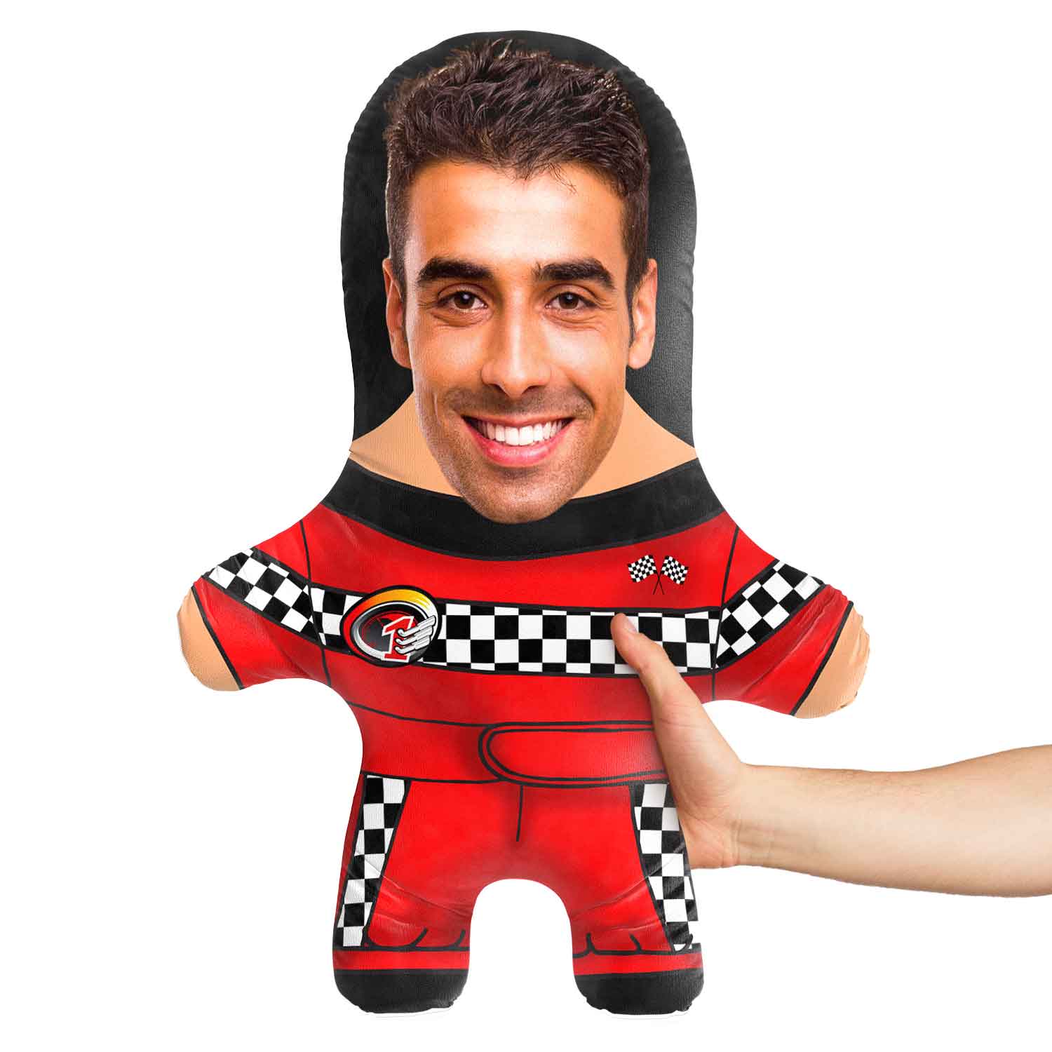 F1 Driver Face Pillow Cushion | Personalised F1 Driver Doll – Snugzy