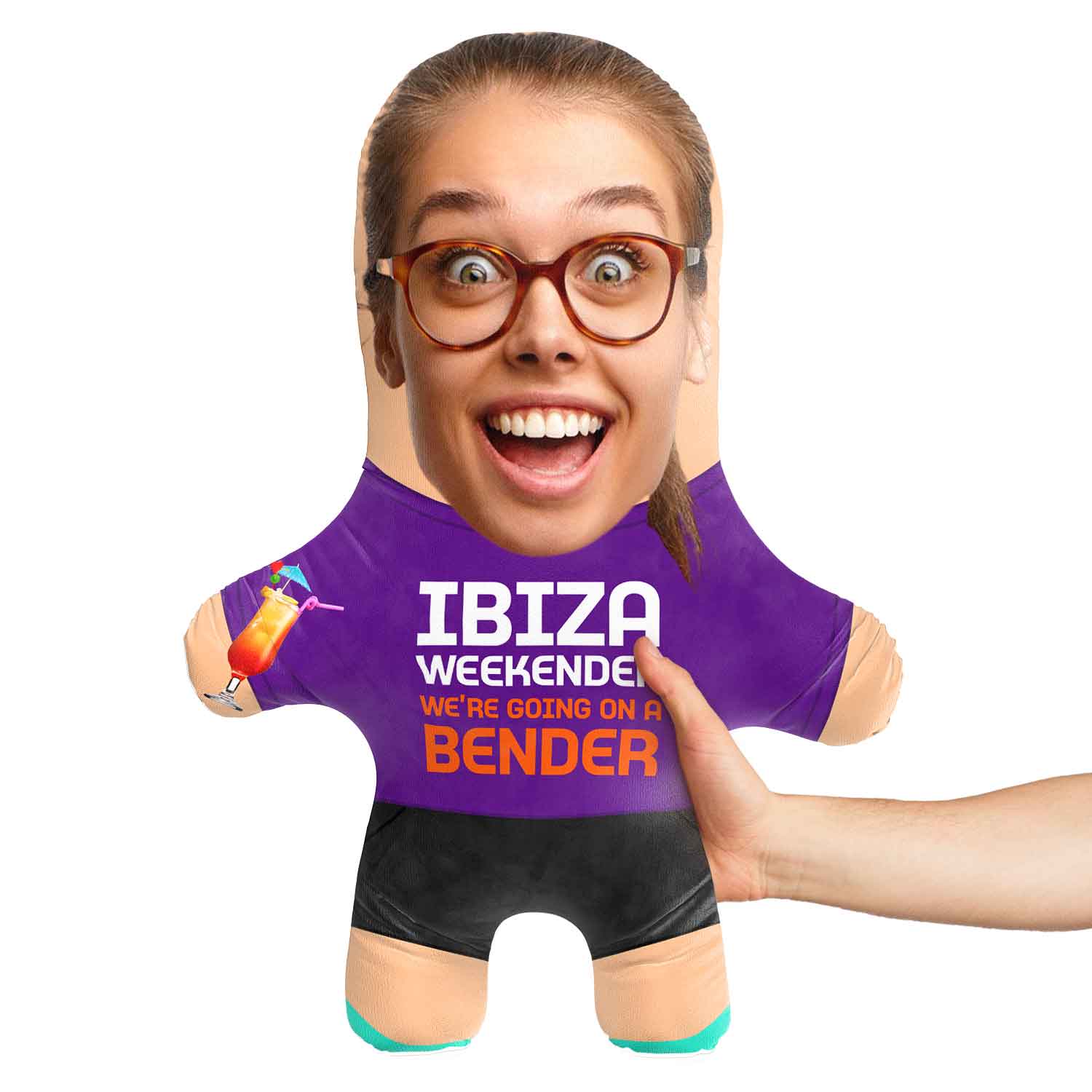 Ibiza Weekender, We're Going On A Bender Snugzy | Personalised Mini Me Doll