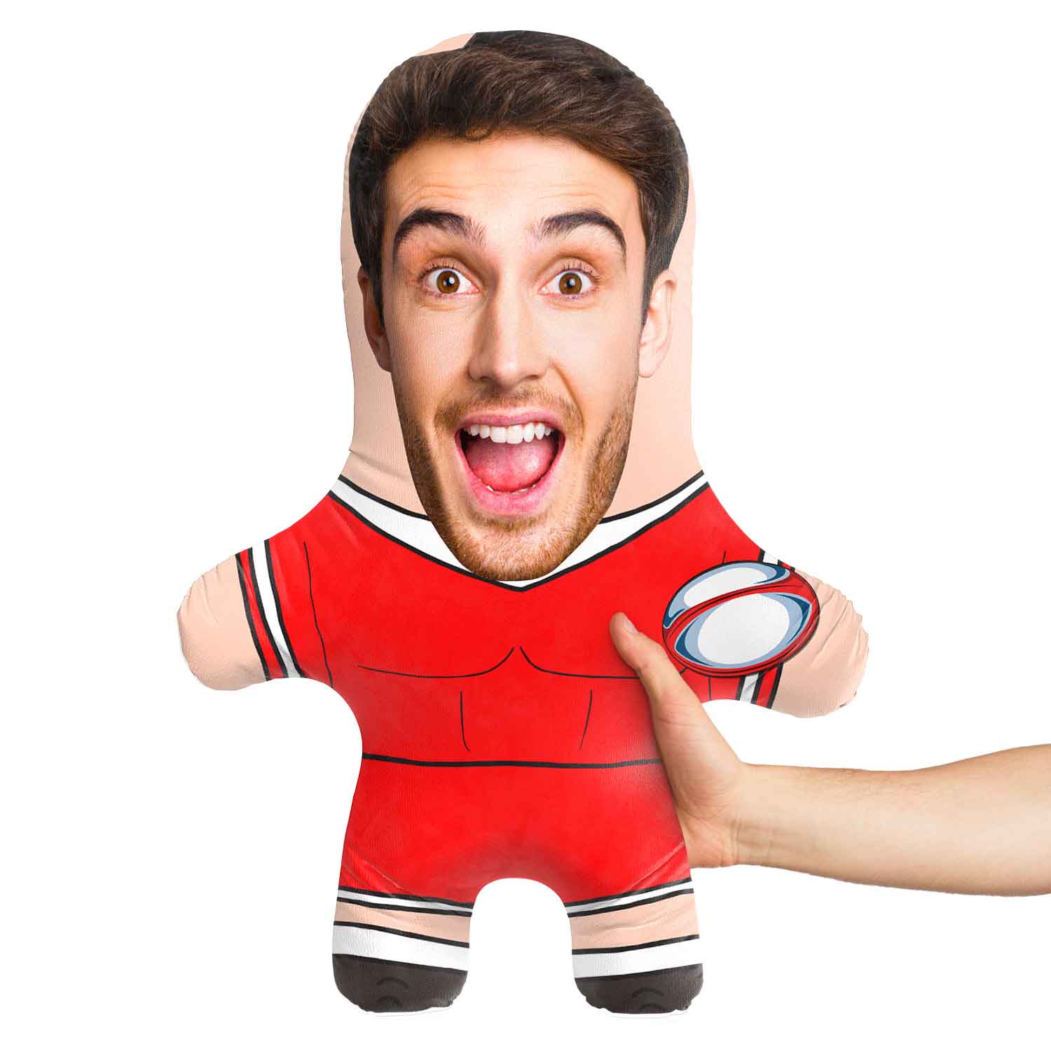 Rugby Player Face Pillow | Personalised Rugby Doll – Snugzy