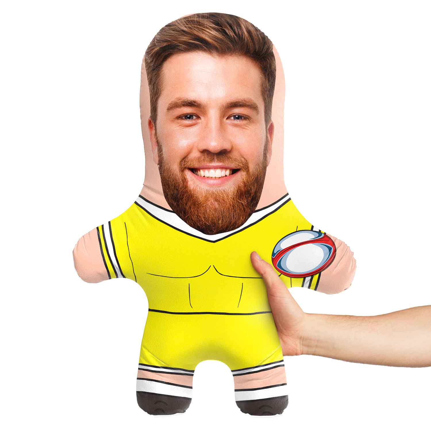 Rugby Player Face Pillow | Personalised Rugby Doll – Snugzy