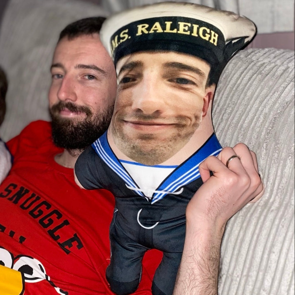 Navy Face Pillow Cushion | Personalised Navy Doll – Snugzy