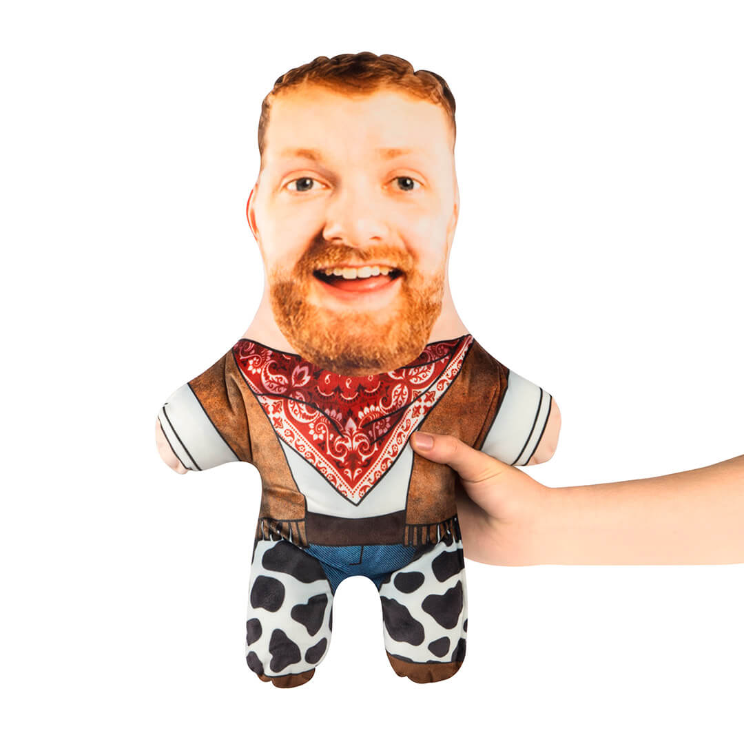 Cowboy Face Pillow Cushion | Personalised Cowboy Doll – Snugzy
