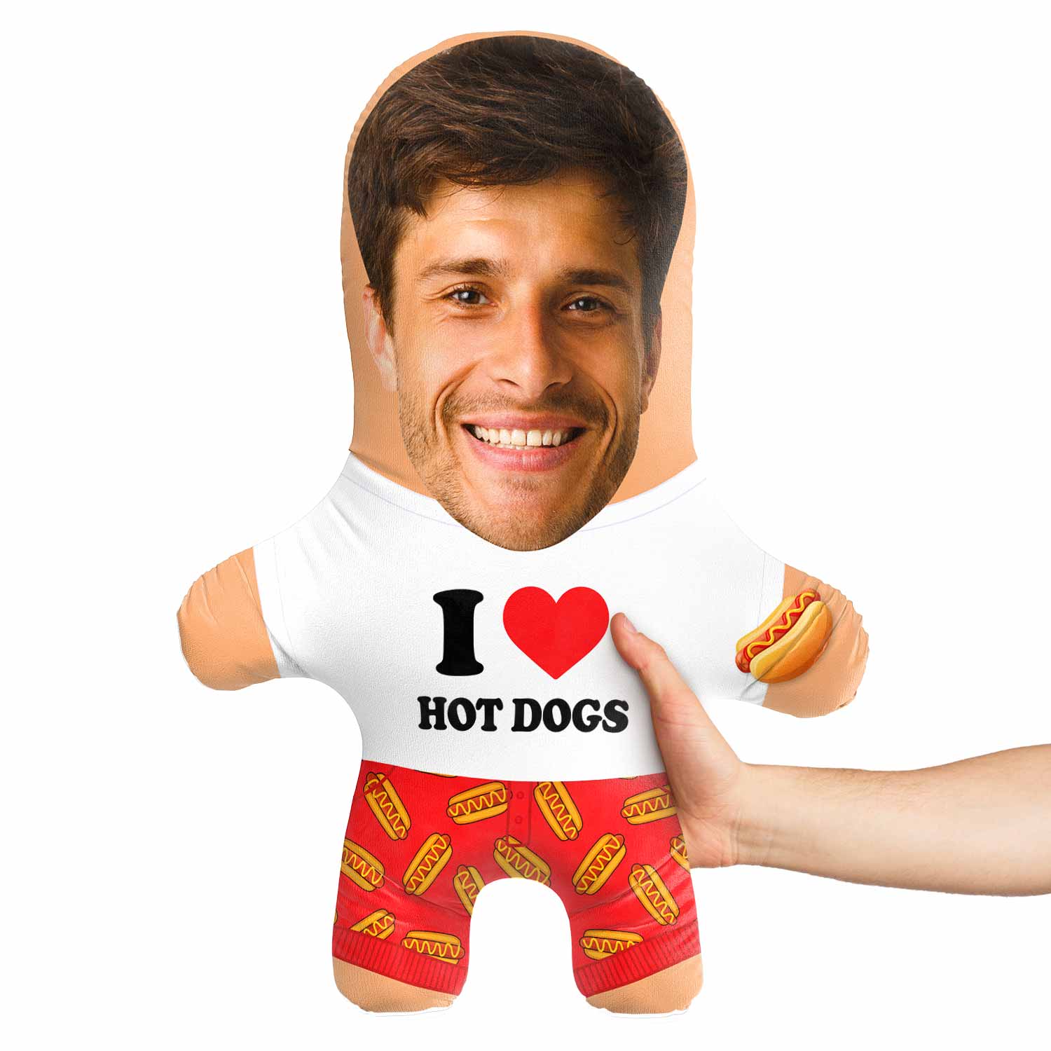 Hot Dog Face Pillow Personalised Doll | Hot Dog Cushion – Snugzy